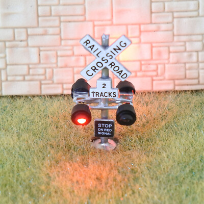 1 x N scale railroad grade crossing signals 2 tracks LED lights 4 ...