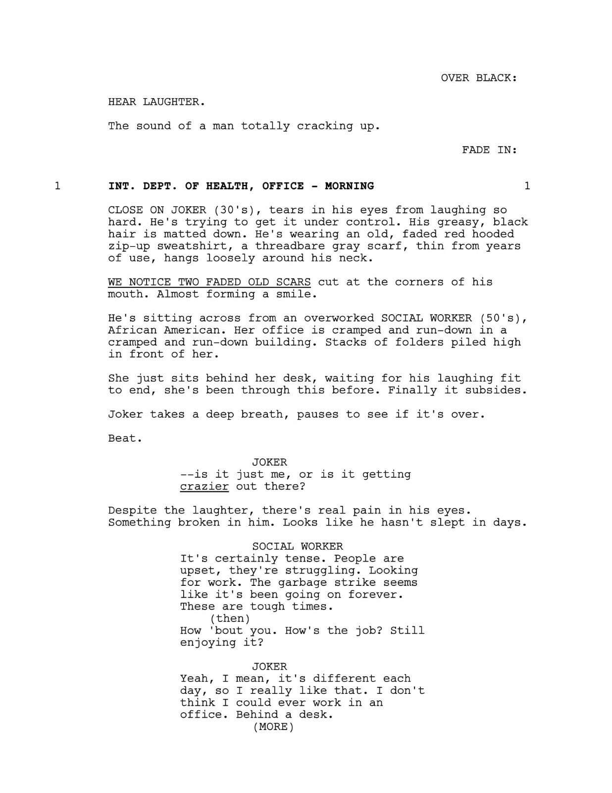 JOKER rare early draft movie screenplay by TODD PHILLIPS & SCOTT SILVER ...