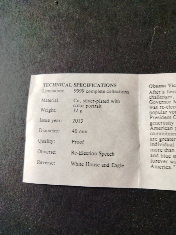 Barack Obama Re Election Victory Speech Commemorative | eBay