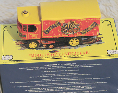 Matchbox Y37 1929 Garrett Steam Wagon Chester Mystery Plays | eBay