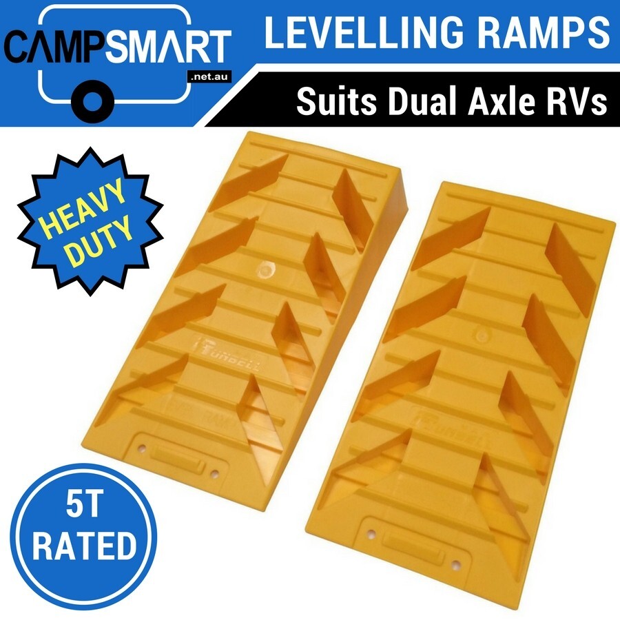 Dual Axle Levelling Ramps for Caravan, Camper Trailer, Tandem RV Wheel ...