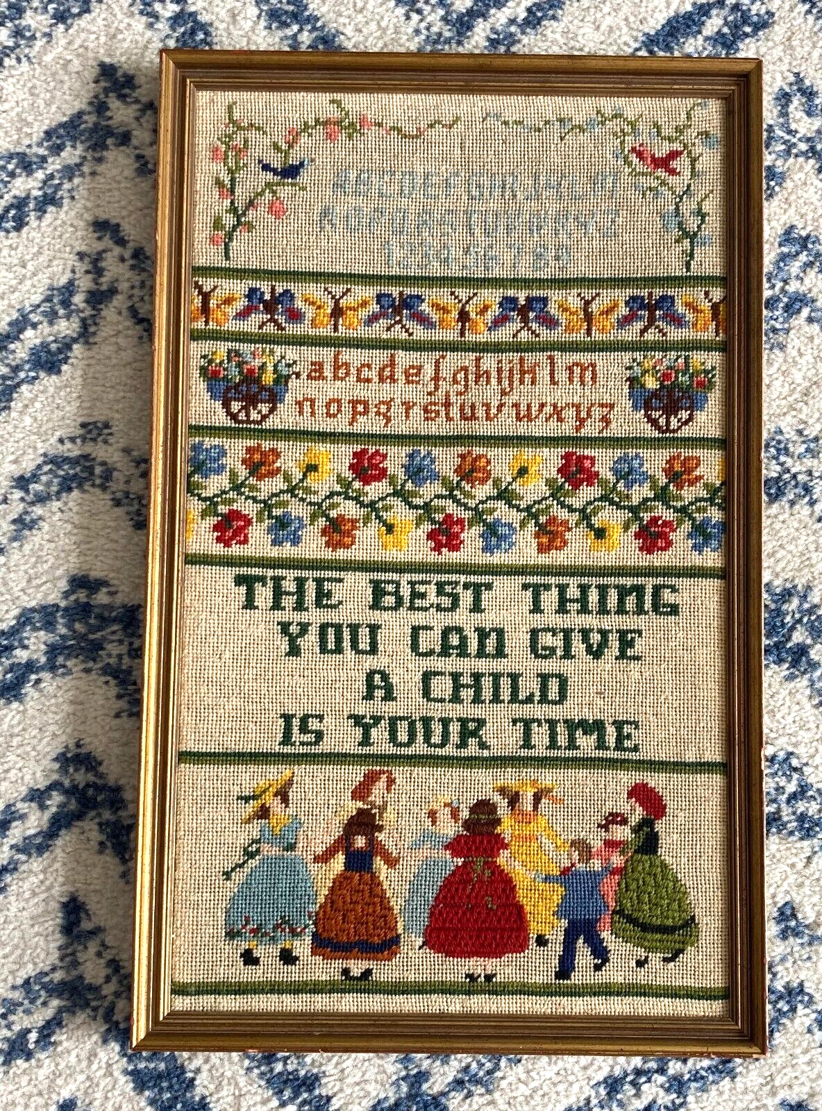 Vintage Needlepoint Alphabet Sampler Best Thing You Can Give Child is ...