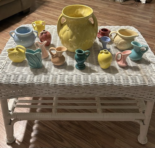 HUGE LOT OF 15! SHAWNEE Pottery Miscellaneous Vases Yellow Pitchers ...