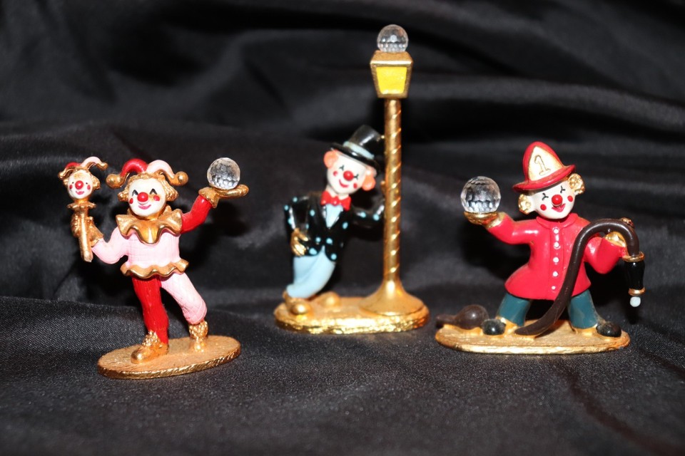 Spoontiques Pewter Clown Lot of 11 Gold Firemen Jester hula Girl Rare ...
