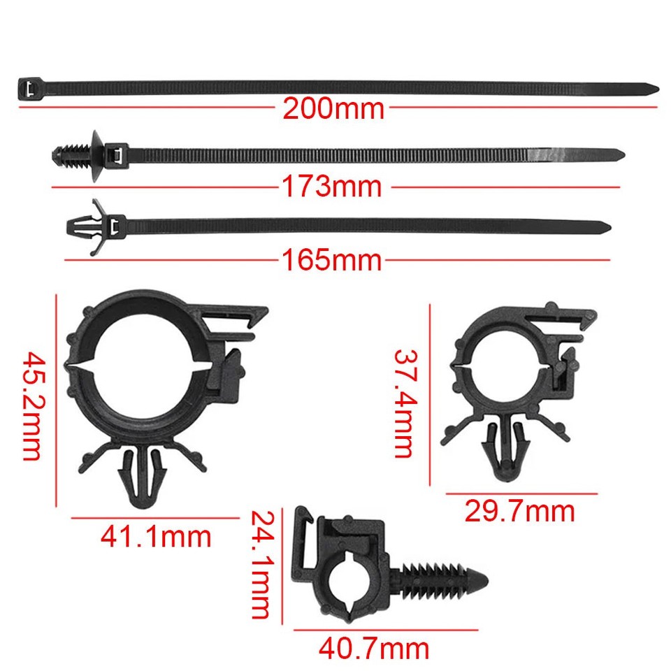 45Pcs Push Mount Car Cable Zip Tie W/ Wire Routing Clips Self Locking ...