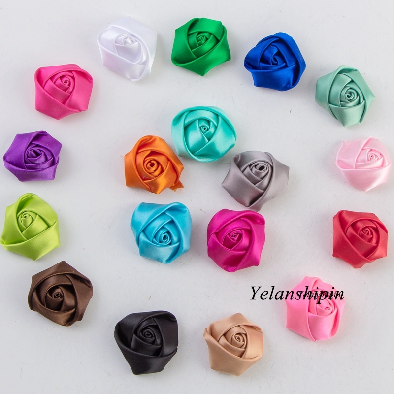 Flat Back Mini Satin Ribbon Rose Flower Rolled Rosettes For DIY ...