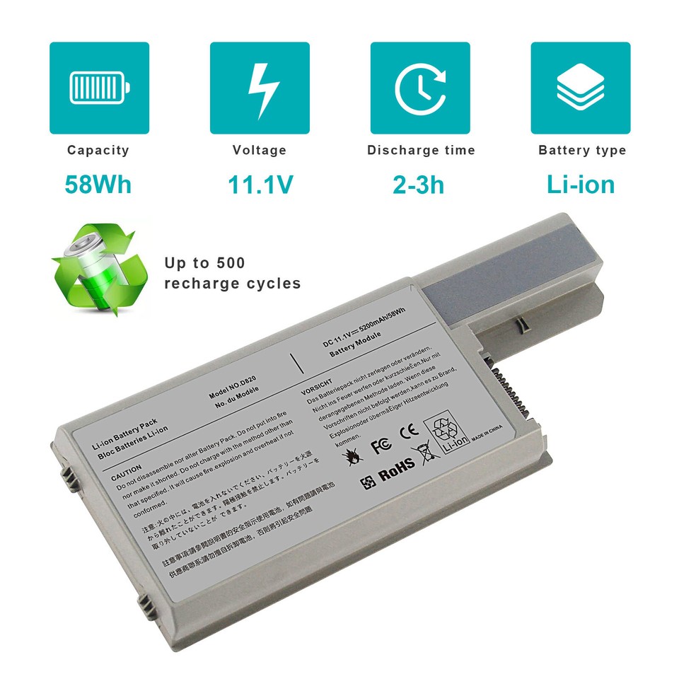 Battery for Dell Latitude D531 D531N D820 D830 M65 M4300 Type CF623 ...