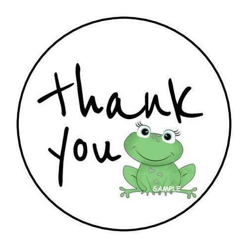 30 THANK YOU FROG ENVELOPE SEALS LABELS STICKERS 1.5" ROUND CUTE TAGS ...