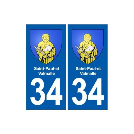 34 Saint-Paul-et-Valmalle blason ville autocollant plaque stickers ...