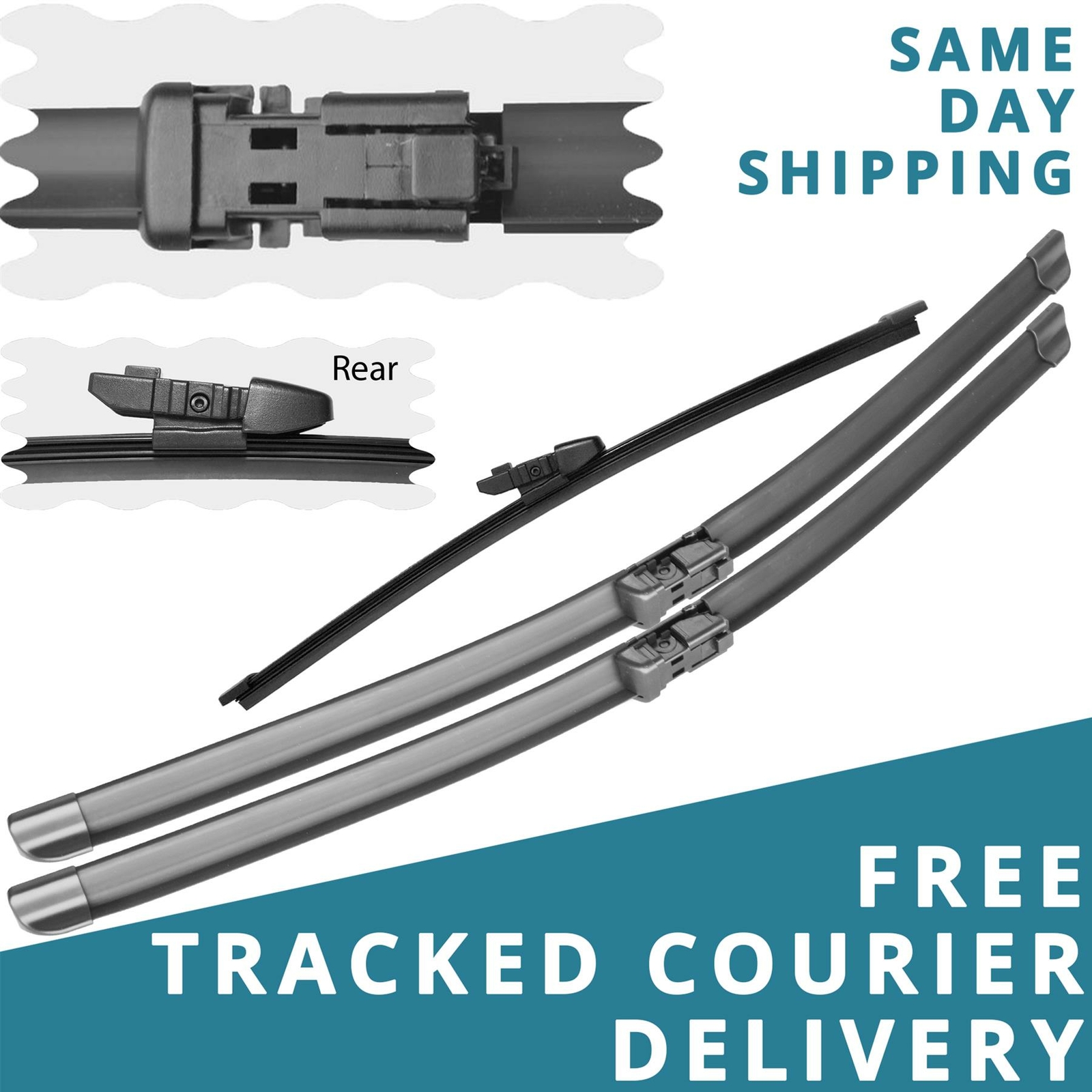 For VW Touran 2010-2015 Front/Rear Windscreen 24" 18" 13" Flat Aero ...