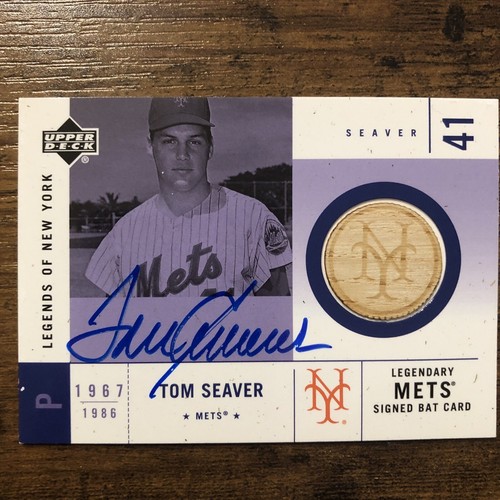 Rare Tom Seaver NY Mets 2001 UD Legends of NY Mets Signed Game Used Bat ...