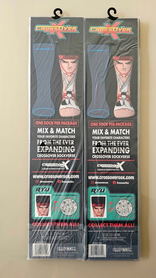 Street Fighter Ryu CrossoverX Crew Socks Multi-Color | eBay