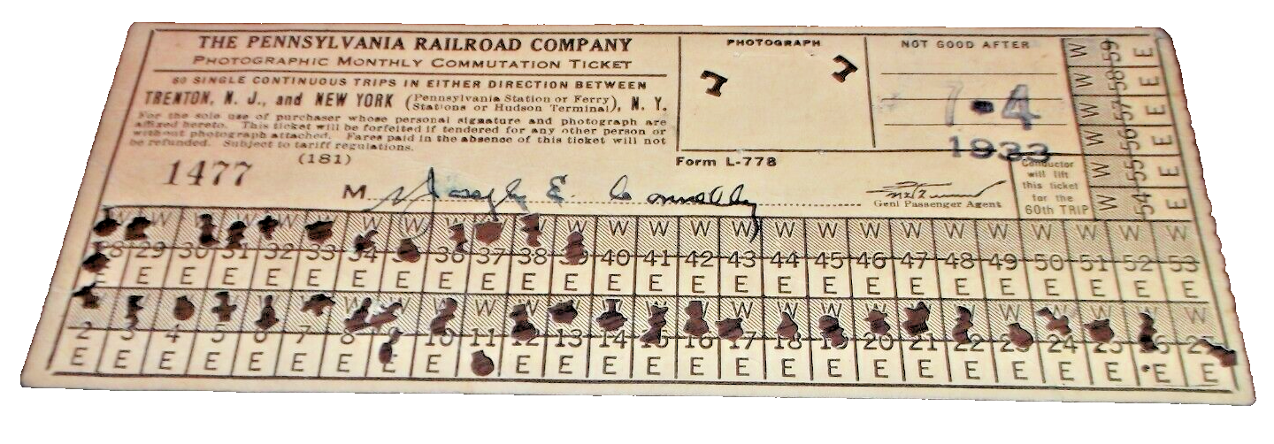 JULY 1933 PENNSYLVANIA RAILROAD PRR TRENTON NJ PHOTOGRAPHIC COMMUTATION ...