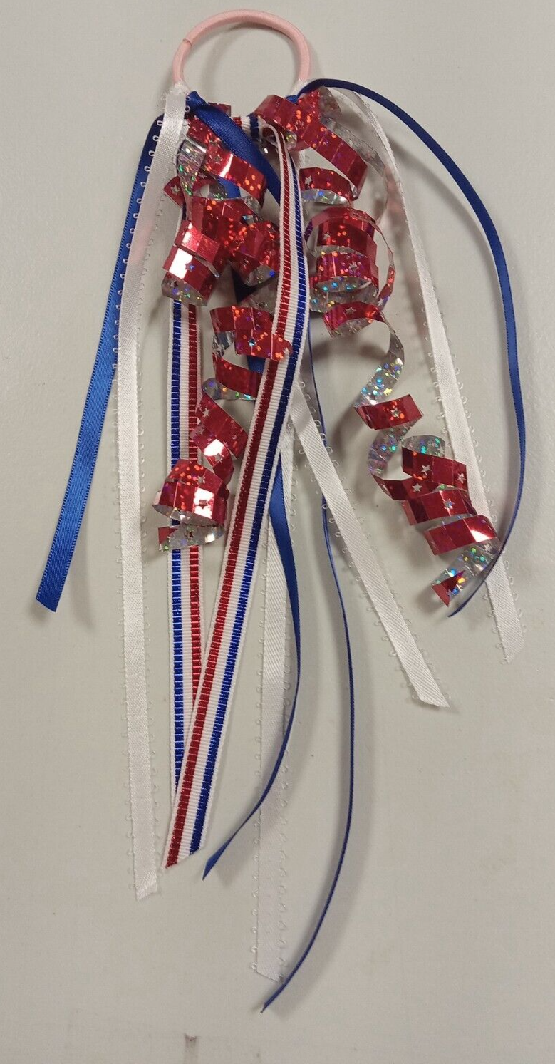 Ponytail Tie, Streamers, Red, White, Blue, Girls, Ribbons, Hair ...