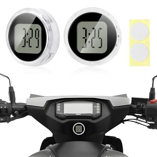 2 PCS Mini Motorcycle Clocks, Waterproof Stick-On 1.1" Diameter ...