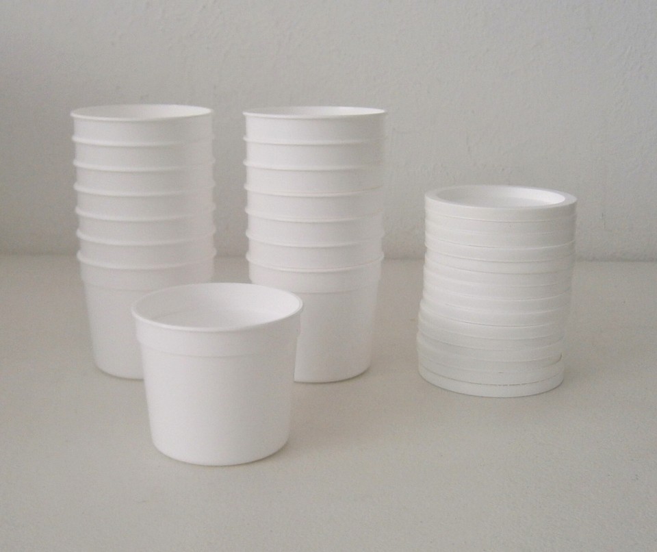 NEW 15 Highland Plastics 6 oz. Polyethylene Cups Containers with Lids ...
