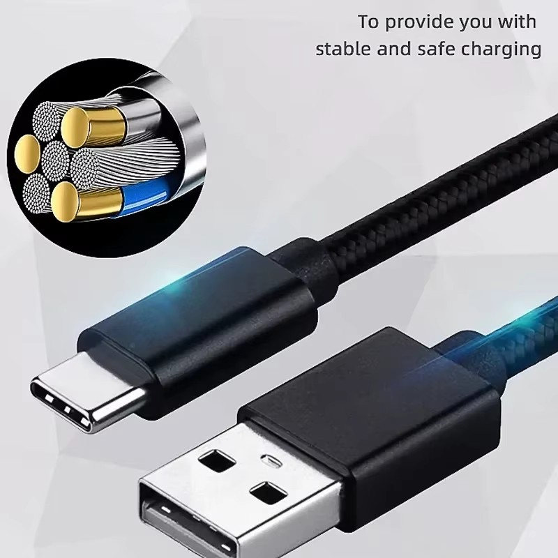 Braided USB to Type-C Fast Charging Data SYNC Charger Cable Cord 3/6 ...