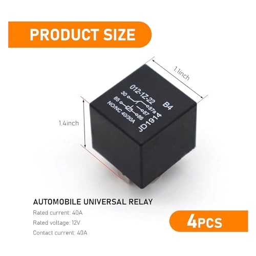 4 PCS 40A Automotive Relays, 5 Pin Relay, 12V Waterproof Car Auto Relay ...