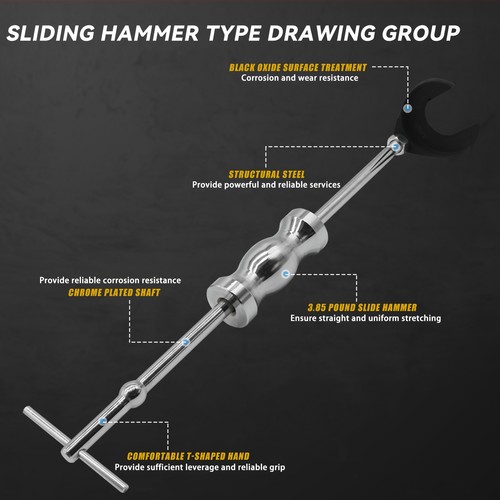 Inner CV Axle Extractor Tool Kit with 5/8"-18 Slide Hammer and Adapter ...