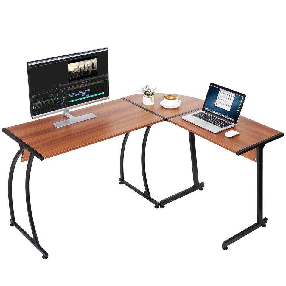 Computer L-Shaped Desk Gaming Laptop Table Corner Workstation Office ...