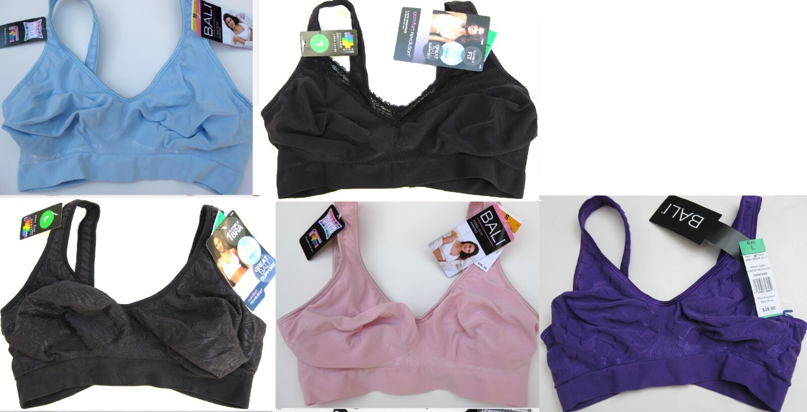 New 1 Bali Comfort Revolution Flexible Fit Wirefree 3484/3381 Sz S-XL ...