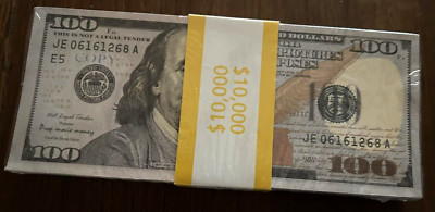 100 x $100 Notes 10K Stack Looks Real FILM MOVIE PROP REPLICA Copy Play ...