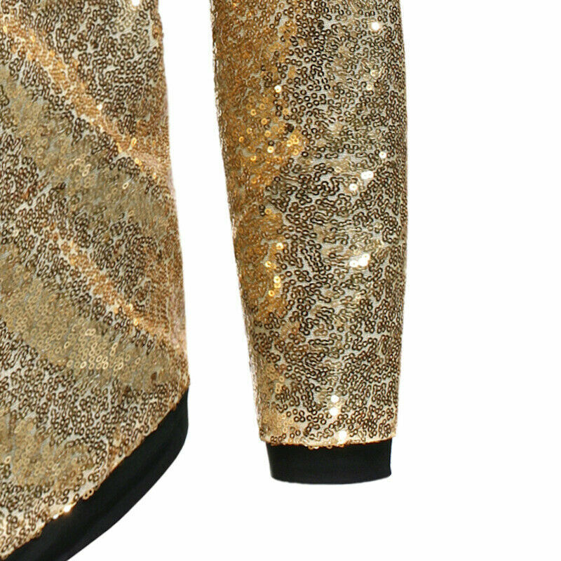 Men Sequin Jacket Coat Cardigan Glitter Fancy Blazer Outfit Tops Stage ...