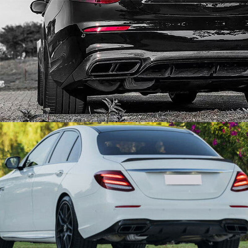 Carbon Look Rear Diffuser w/Tailpipe For 2016-20 Mercedes Benz W213 ...