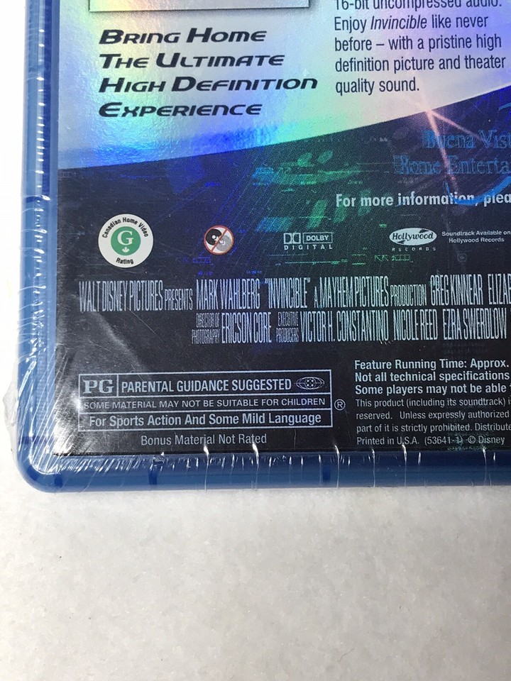 New Walt Disney Invincible Blu-ray Mark Wahlberg Factory Sealed 2006 | eBay