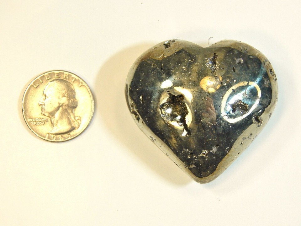 Pyrite Heart Crystal 111g Stone Rock Geode Reiki Healing Crystals Wicca ...