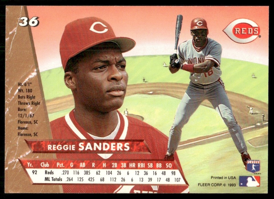 1993 Ultra #36 Reggie Sanders Cincinnati Reds | eBay