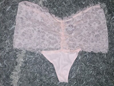Adore Me/VS Floral Lace High Waist Ruched Thong Panty NEW XL Pink | eBay
