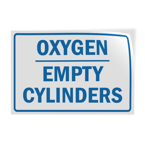 Horizontal Vinyl Stickers Oxygen Empty Cylinders Hazard Sign Flammable ...