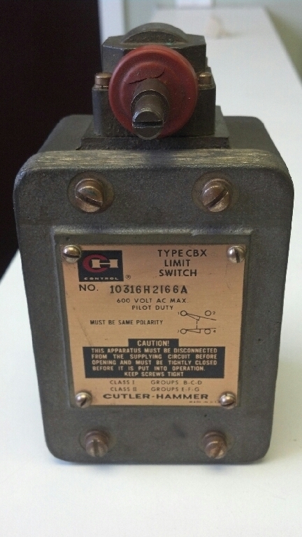 EATON-CUTLER HAMMER TYPE CBX MODEL 10316H2166A LIMIT SWITCH EXPLOSIO ...