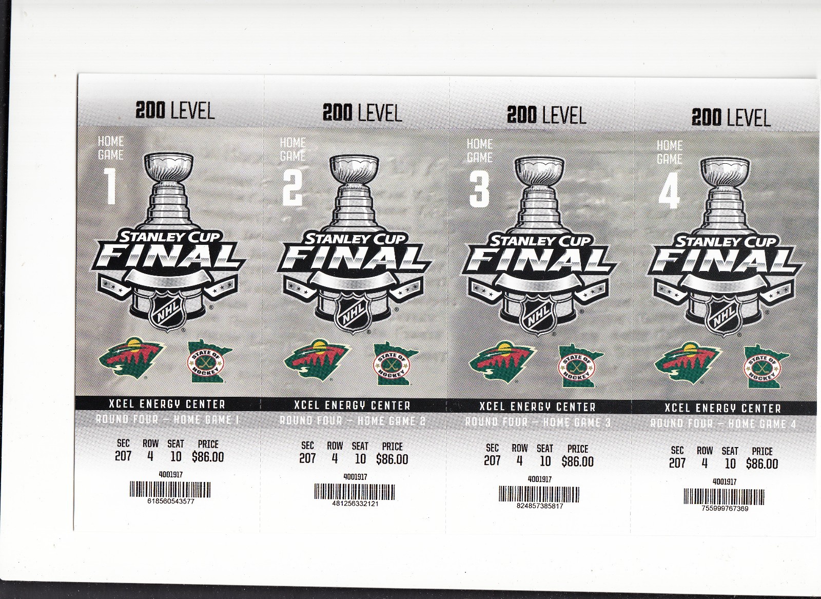 2013 MINNESOTA WILD SEASON TICKET STANLEY CUP FINALS TICKET STRIP SHEET ...