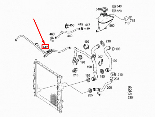 MERCEDES W164 Ml-class Engine Motor Radiator Overflow Bottle Hose Line ...