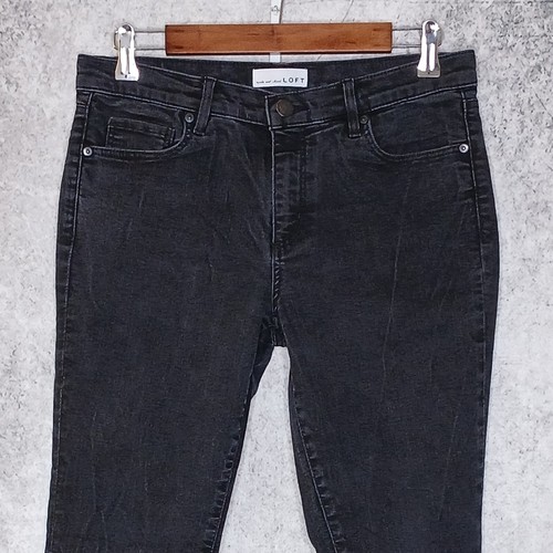 Loft womens modern skinny jean size 8 stretch charcoal wash faded black ...
