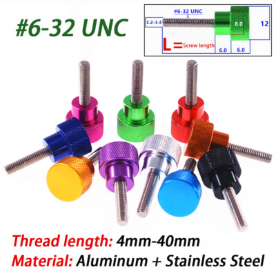 UNC #6-32 Knurled Thumb Screws High Head Alu Knobs Grip+Stainless ...