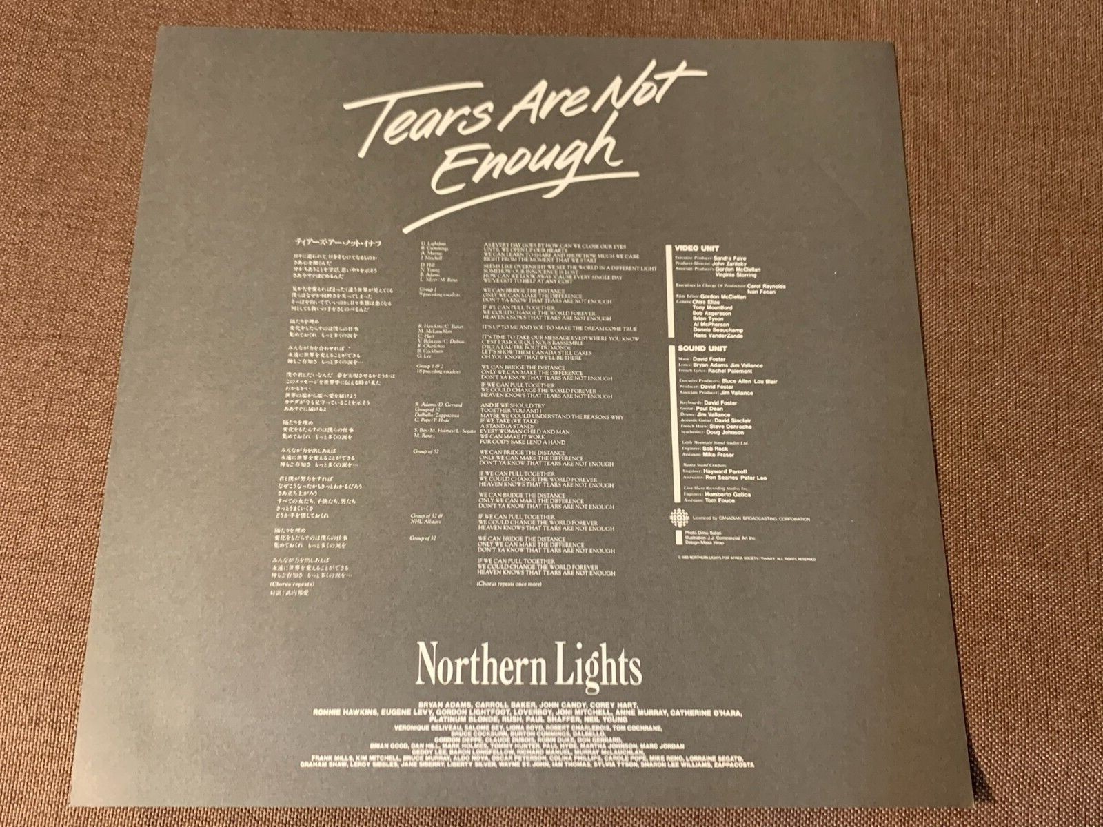 Northern Lights: Tears Are Not Enough JAPAN Laser Disc LD 70020-78 w ...