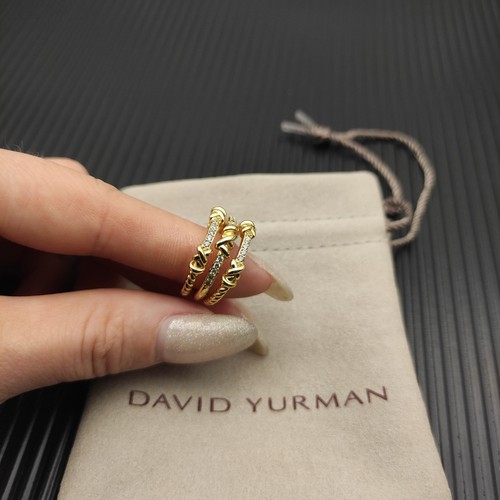 David Yurman Petite Helena 3 Row Ring 18K Gold Diamond Ring - Size US 7 ...