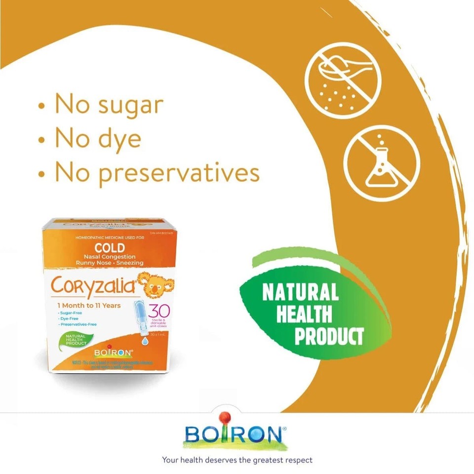 Boiron Coryzalia 30 Doses. Baby Cold Relief Drops for Sneezing Runny ...