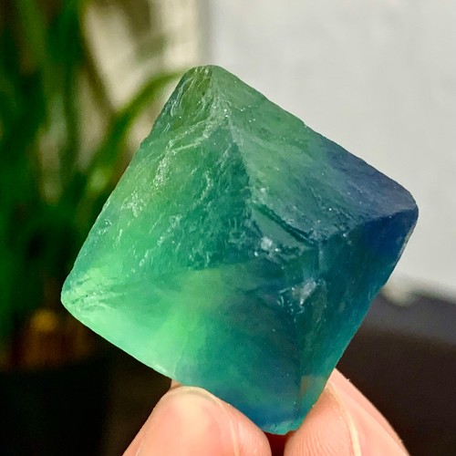 36G Natural blue green fluorite octahedron quartz crystal healing | eBay