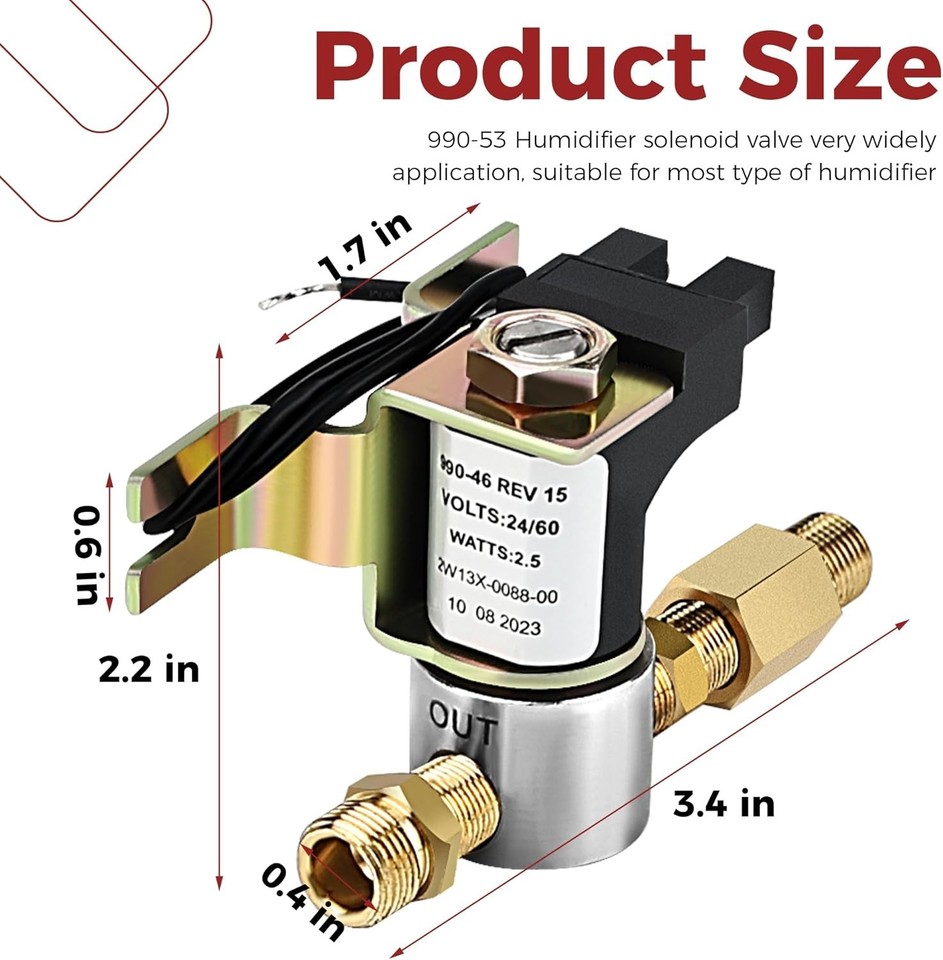 24V Humidifier Water Solenoid Valve for GeneralAire 1042 1042L 1042LH ...
