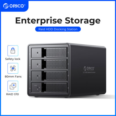 ORICO 4Bay RAID Hard Drive Enclosure Aluminum 3.5 SSD/HDD Dock Station ...