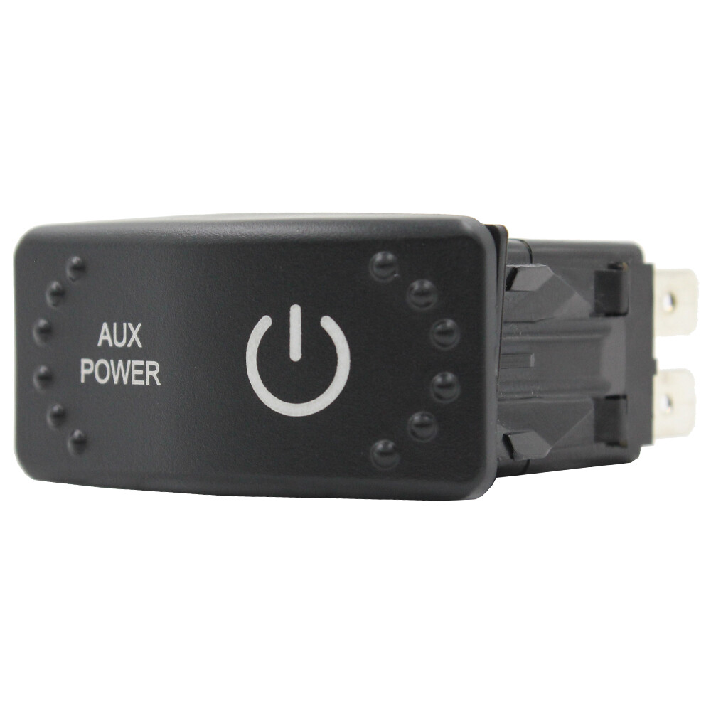 AUX Power LASER ETCHED Horizontal Rocker Switch White LED 12v 24v ...