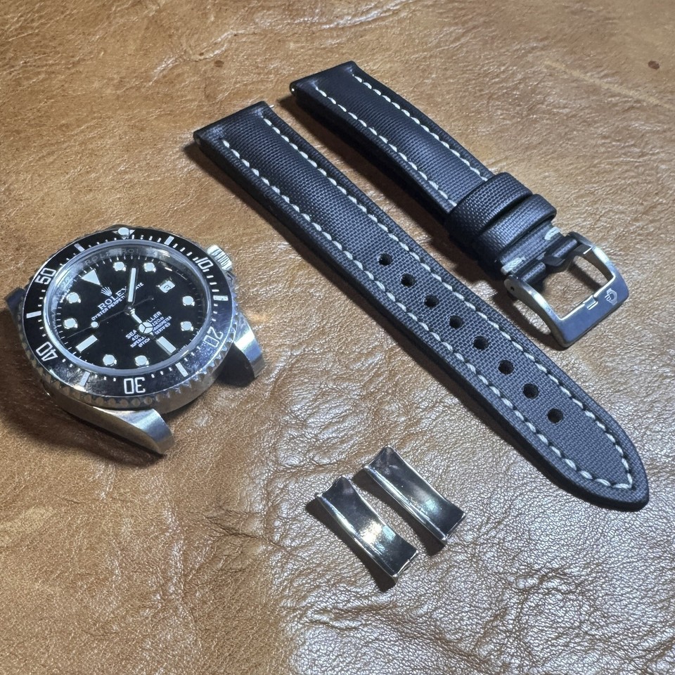 Black Real sailcoth band Strap 20mm Lug Rolex Submariner GMT With END ...