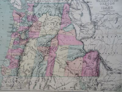 Washington Oregon Idaho Pacific Northwest 1873 Williams map | eBay