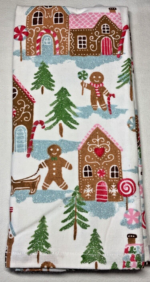 CUPCAKES AND CASHMERE KITCHEN TOWELS (2) GINGERBREAD HOUSES COTTON ...