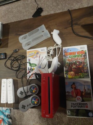 Nintendo Wii Limited Edition Red Console with games and Controllers ...