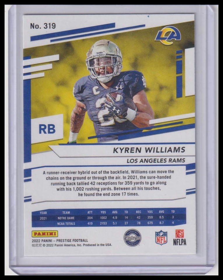 2022 Panini Prestige #319 Kyren Williams (RC) | eBay